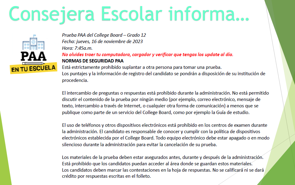 Comunicado Semanal - 11 al 17 de noviembre de 2023