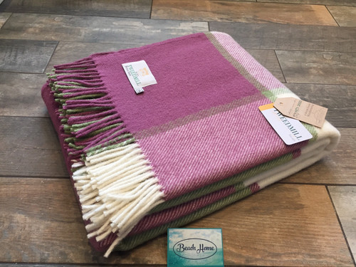 Tweedmill Textiles Pure New Wool Raspberry Pink & Green Check Throw ...
