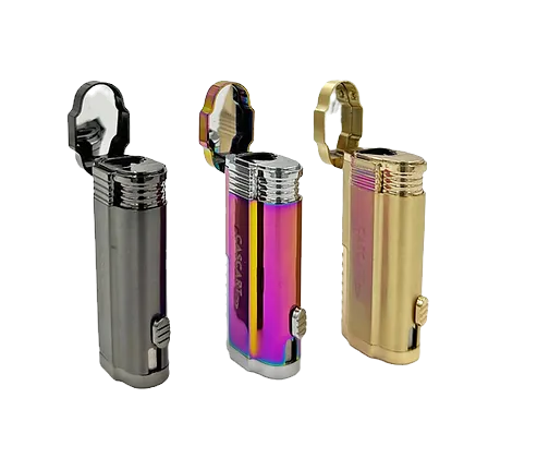 Cigar Lighter 3-Burner - Rainbow, Gold, Charcoal | Fog Box Humidors