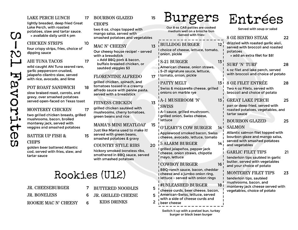 Lunch & Dinner Menu | Station 21 American