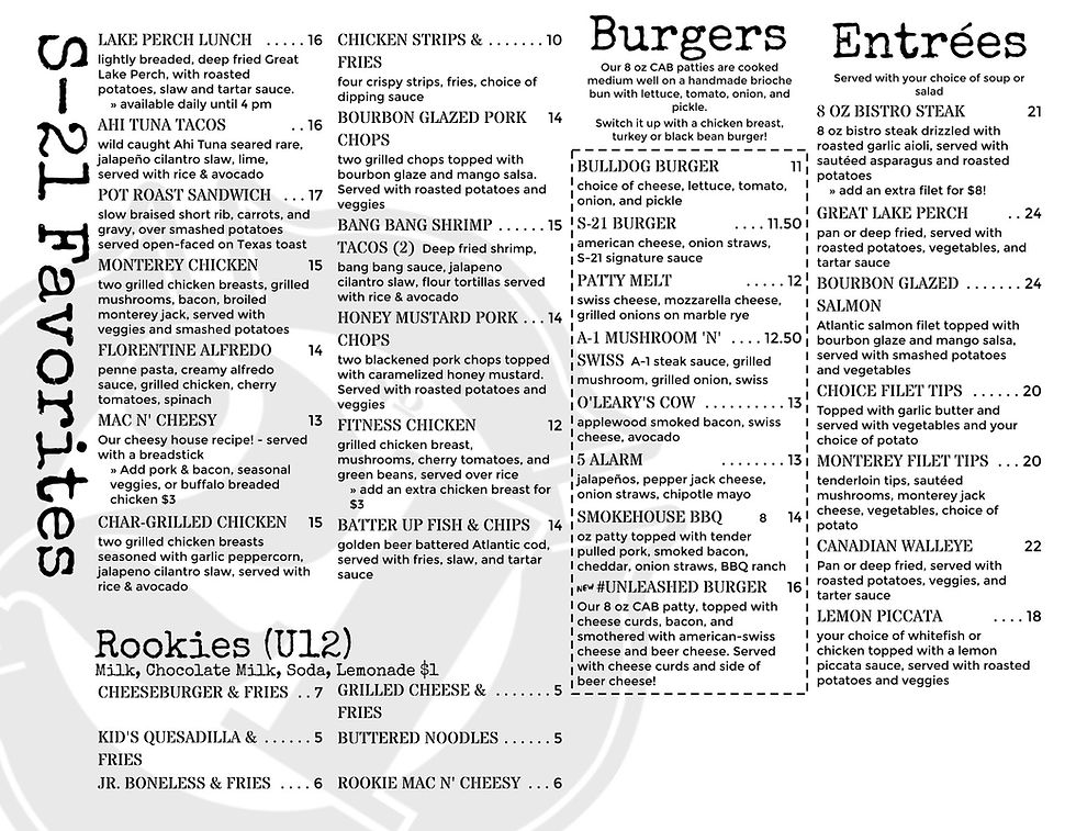 Lunch & Dinner Menu | Station 21 American