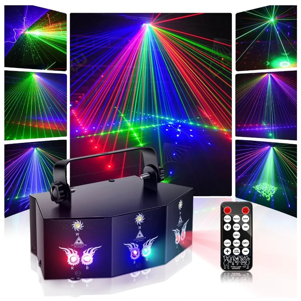 RGB Stage Laser Light 9 Lens DJ Disco Party Lights Sound Activated ...
