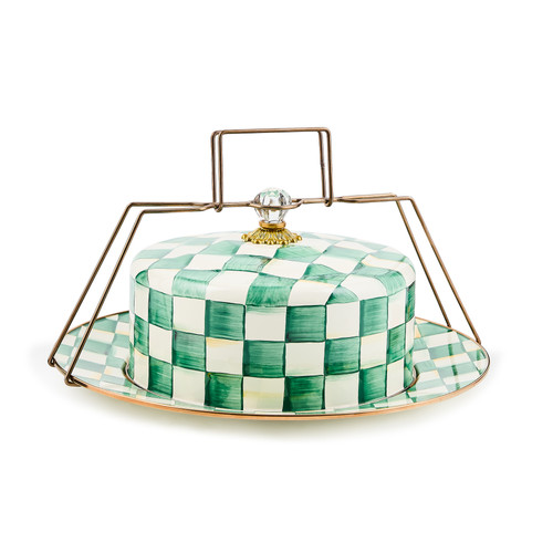 Emerald Check Cake Carrier | MacKenzie Childs UK