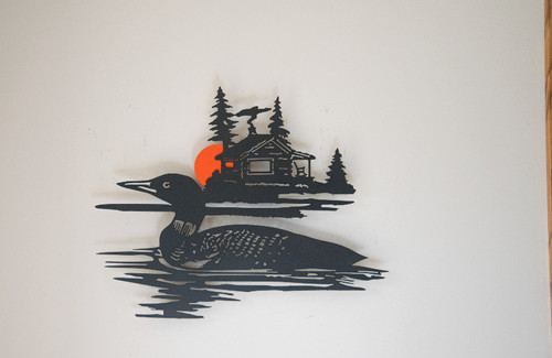 Magnificent Loon and cabin wall art | Michigan in Metal