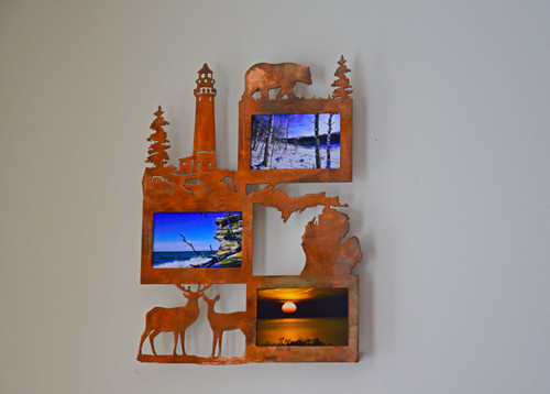 Michigan 3 photo picture frame | Michigan in Metal