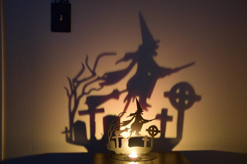 Flying Witch ShadowCaster Tea Light Holder | Michigan in Metal