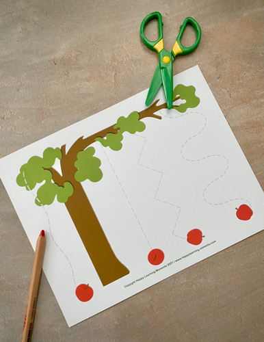 Falling Apples Prewriting & Scissor Skills | HappyLearningMoments