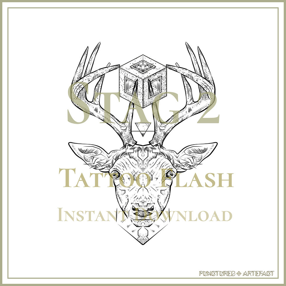 Stag | Tattoo Flash Art Download | Punctured Artefact | Shop