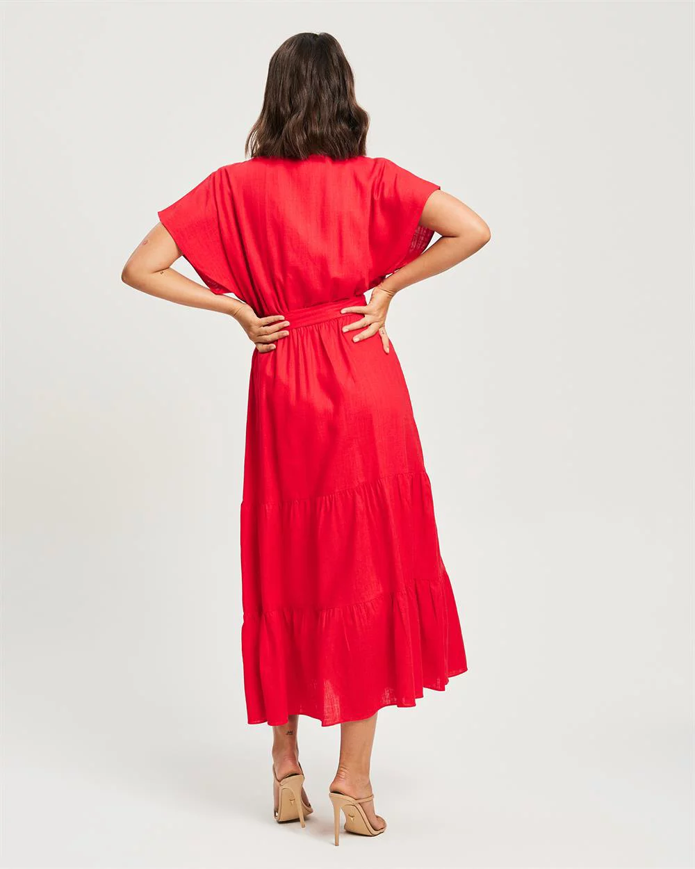 Demitra Midi Dress - Red | PrettyProject