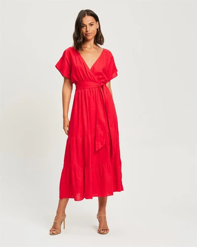 Demitra Midi Dress - Red | PrettyProject