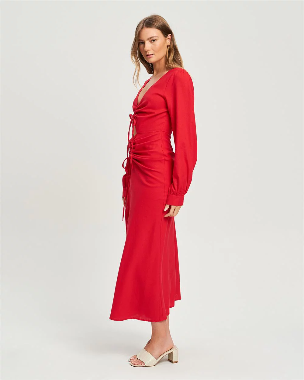 Calli Midi Dress - Red | PrettyProject