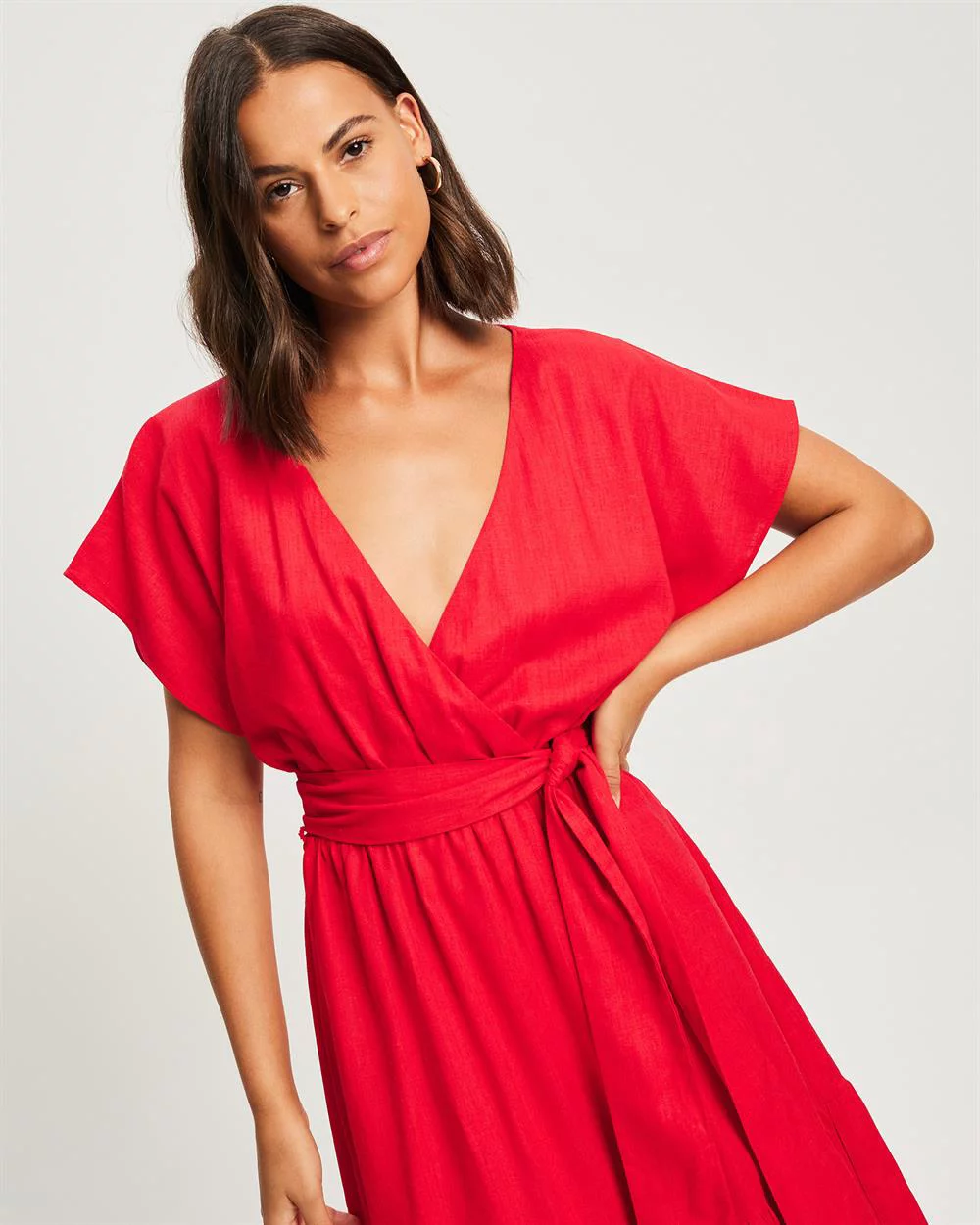 Demitra Midi Dress - Red | PrettyProject