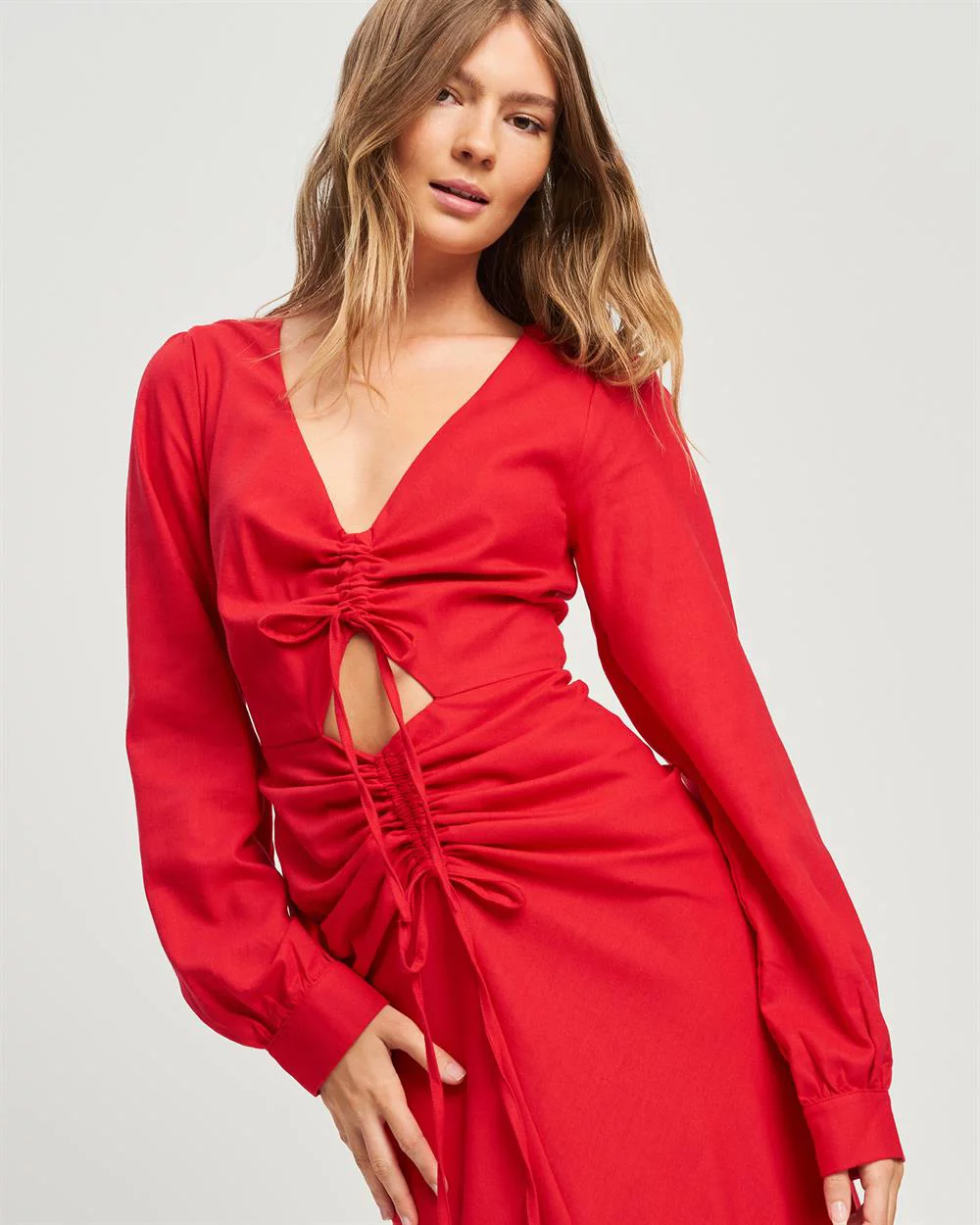 Calli Midi Dress - Red | PrettyProject