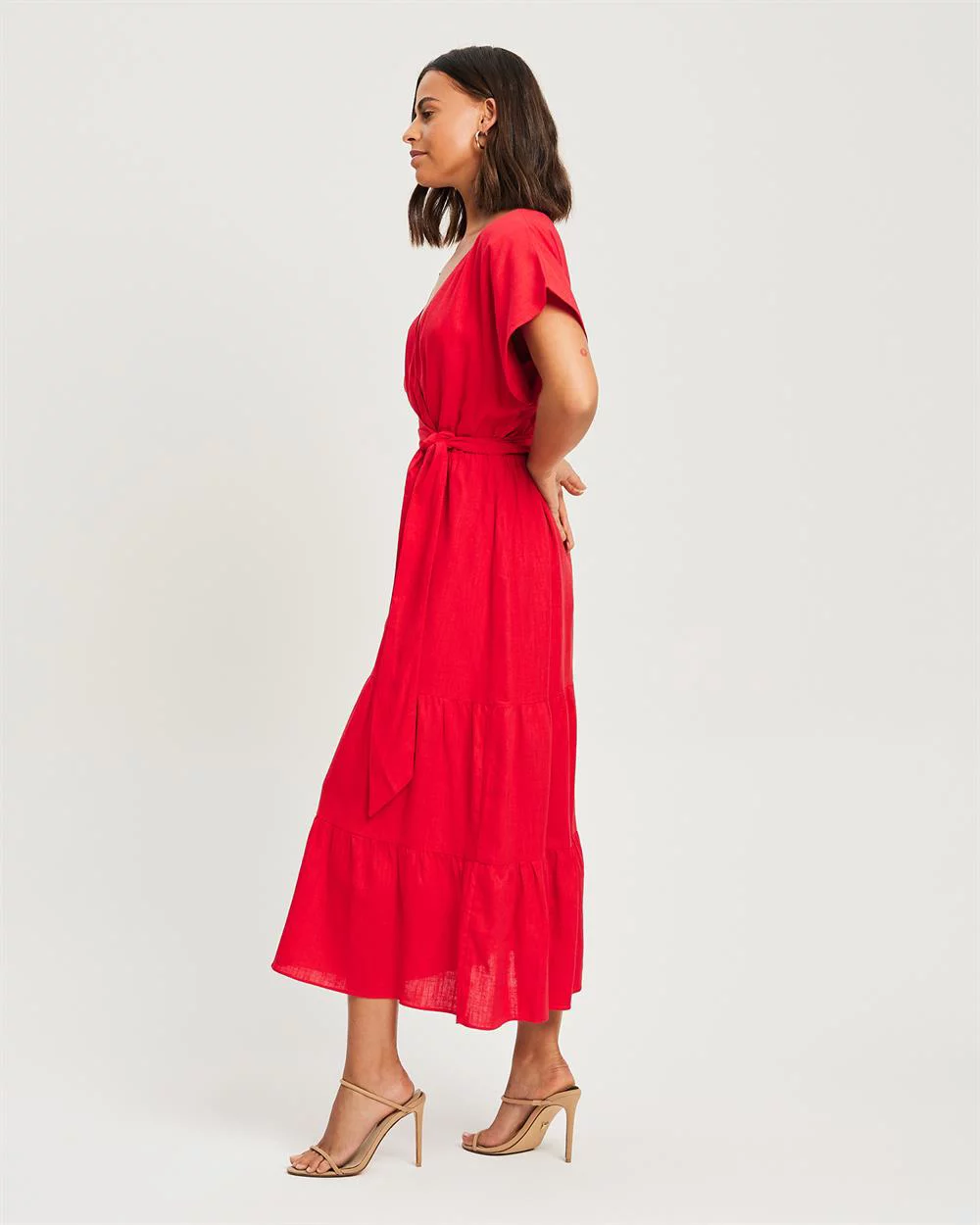 Demitra Midi Dress - Red | PrettyProject