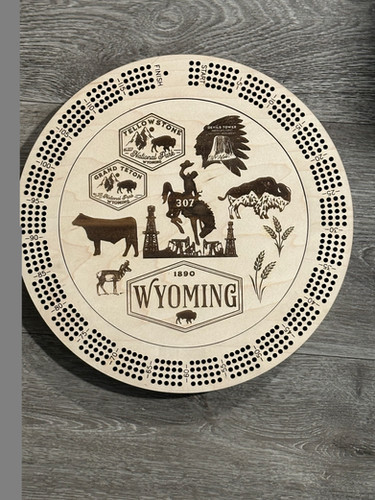 Wyoming Round Cribbage Board | Viper Graphics by S