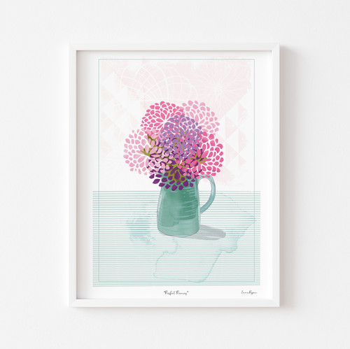 Illustrated Jug of Peonies A4 Art Print | Emma Bryan Design
