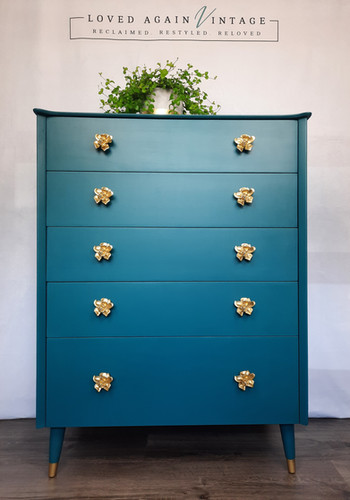 Large Teal Chest of Drawers | loved-again-vintage