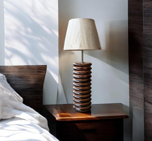 Hartsmede Handmade Solid Wood Table Lamp In Dark Wood Tone - Sunset ...