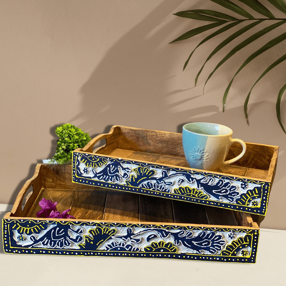 Hand Carved Serving Tray Heena | Hartsmede.co.uk