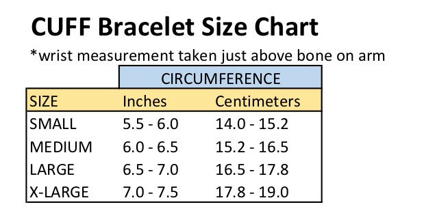 CUFF Bracelet Sizes – Inches and Centimeters