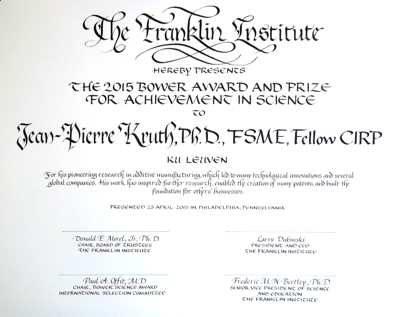 Mary Teichman Custom Calligraphy awards, certificates, citations