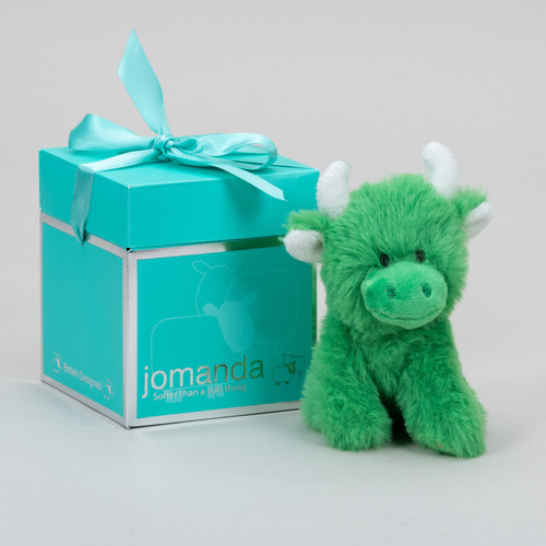 Green - Mini Highland Coo Cow Soft Plush Toy & Pop up box - My name is ...