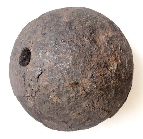 A rare 18th century 11-inch iron mortar ball (bomb) for a 12-inch siege ...