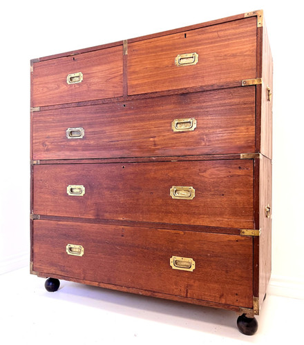 A 19th C British military camphorwood campaign chest, North Lancashire ...