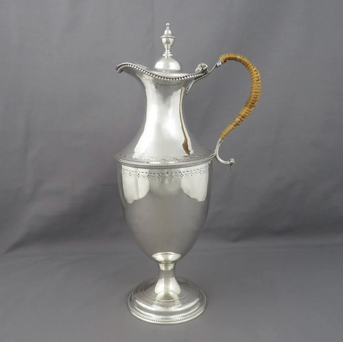 A George III sterling silver hot water or coffee jug, Charles Wright ...