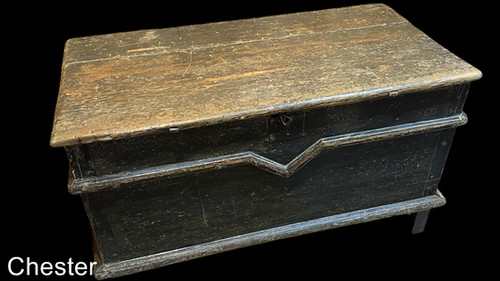 A late 18th C French Canadian carved v-chest in original paint, Quebec ...