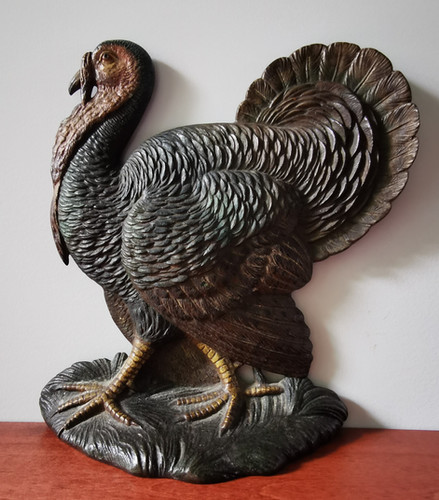 A rare cast iron Bradley & Hubbard turkey doorstop, mint condition, pre ...