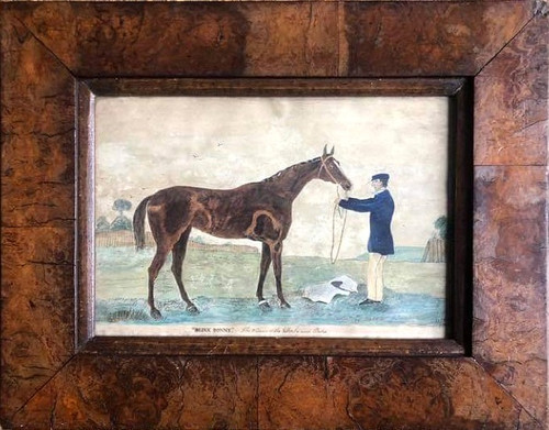 A 19th C equestrian watercolour of 'Blink Bonny' Derby & Oaks winner ...