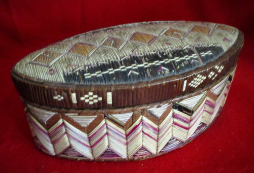 A mid 19th C Indigenous Canadian Mi'kmaq porcupine quill box, circa ...