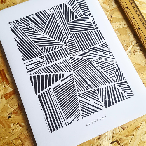GEOMETRY | Linocut Print | jenniferlemondesigns