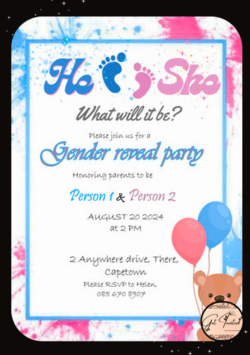 GR3 Gender reveal party invitation template | Get Invited Designs