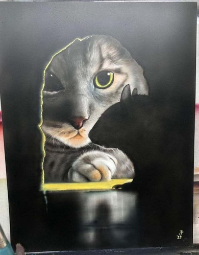 "Cat & Mouse" Airbrush Painting by Jeff Prochaska | Worlds Only Winnetoo