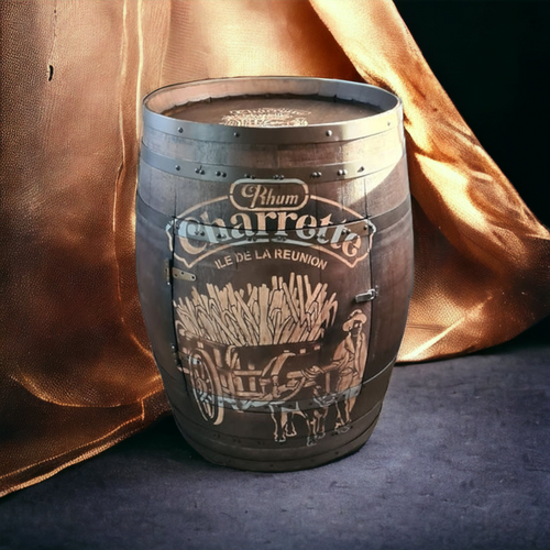 Tonneau bar Rhum Charrette | meuble gravé