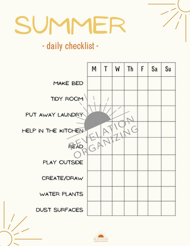 Summer Daily Checklist | RevelationOrganizing