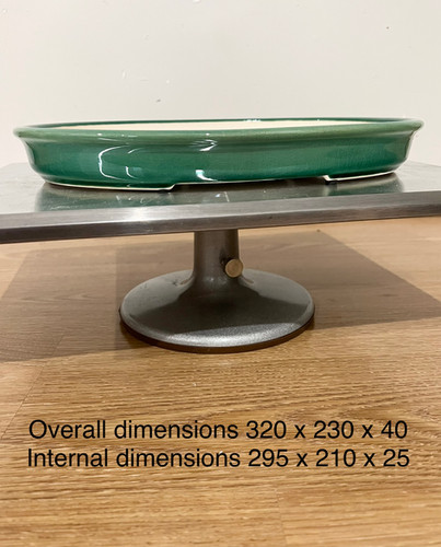 Glazed Low Profile Oval Pot (Green) | Bonsai Plus