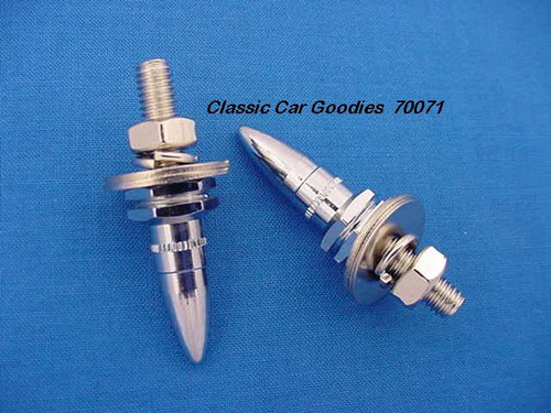 Chrome Rifle Bullet License Plate Fasteners | Classic Car Goodies