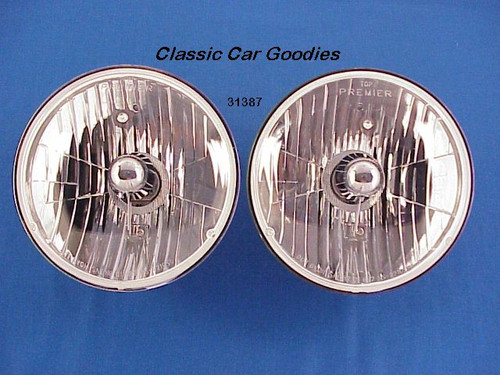 7" Crystal Halogen Flame Thrower Head Lights | Classic Car Goodies