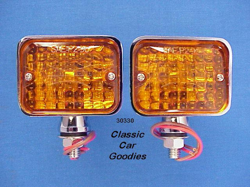Large Chrome Street Rod Lights With Amber Lenses | Classic Car Goodies