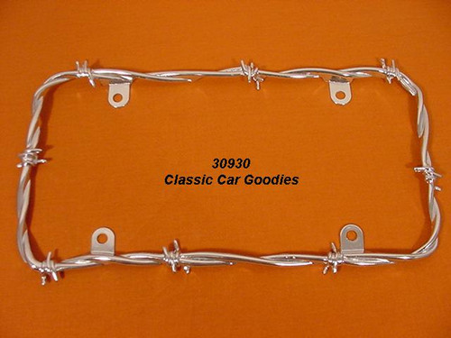 Chrome Barbed Wire #2 License Plate Frame | Classic Car Goodies