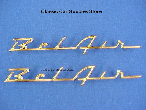 1957 Chevrolet Belair Gold Side Scripts Emblem Set | Classic Car Goodies