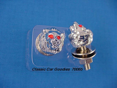 Chrome Lion Head License Plate Fasteners | Classic Car Goodies