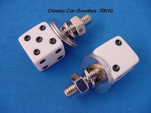Dice License Plate Fasteners (Set of 2) | Classic Car Goodies