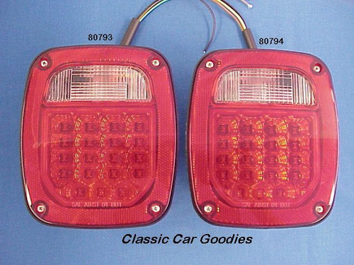 Custom Red LED Tail Lights with License Plate Light | Classic Car Goodies