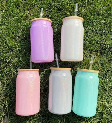 16oz Glass Shimmer Sublimation Tumblers | Dancing Bear Tumbler