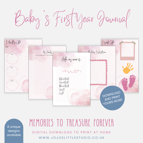 Baby's First Year Journal - Pink Gold - Instant Printable Digital ...