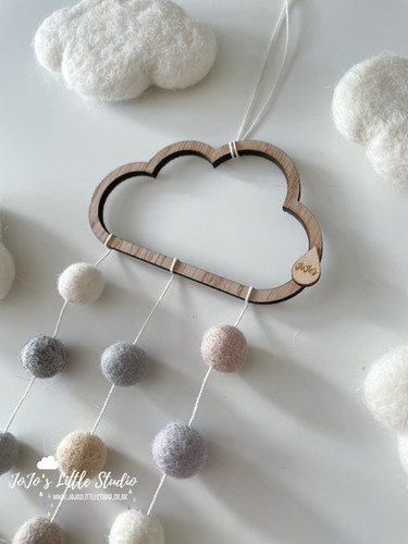 Natural Oak Cloud - Neutral Rain Wall Hanging - 10cm | JoJo’s Little Studio